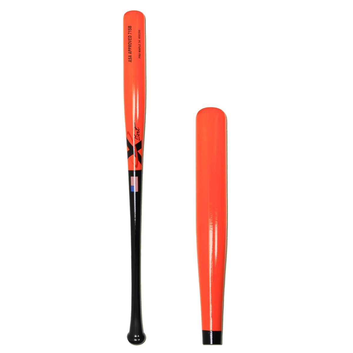 X Maple Wood Slow Pitch Softball Bat: SB71 Black/Electric Orange ...