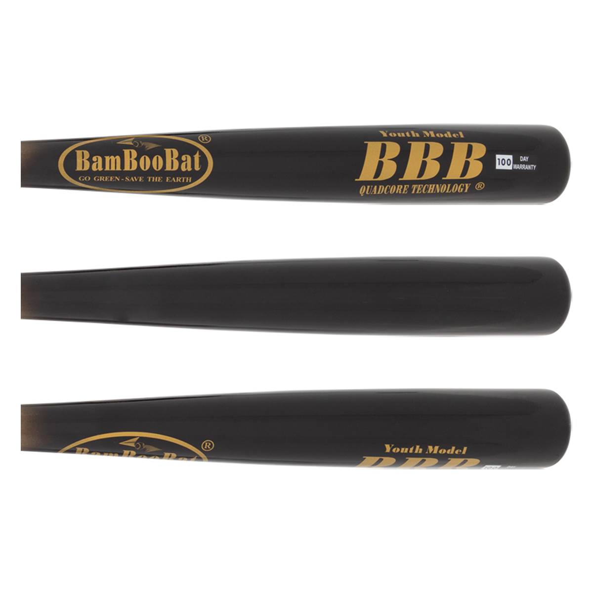 BamBooBat Bamboo Wood Youth Baseball Bat: HNBBY Natural/Black ...