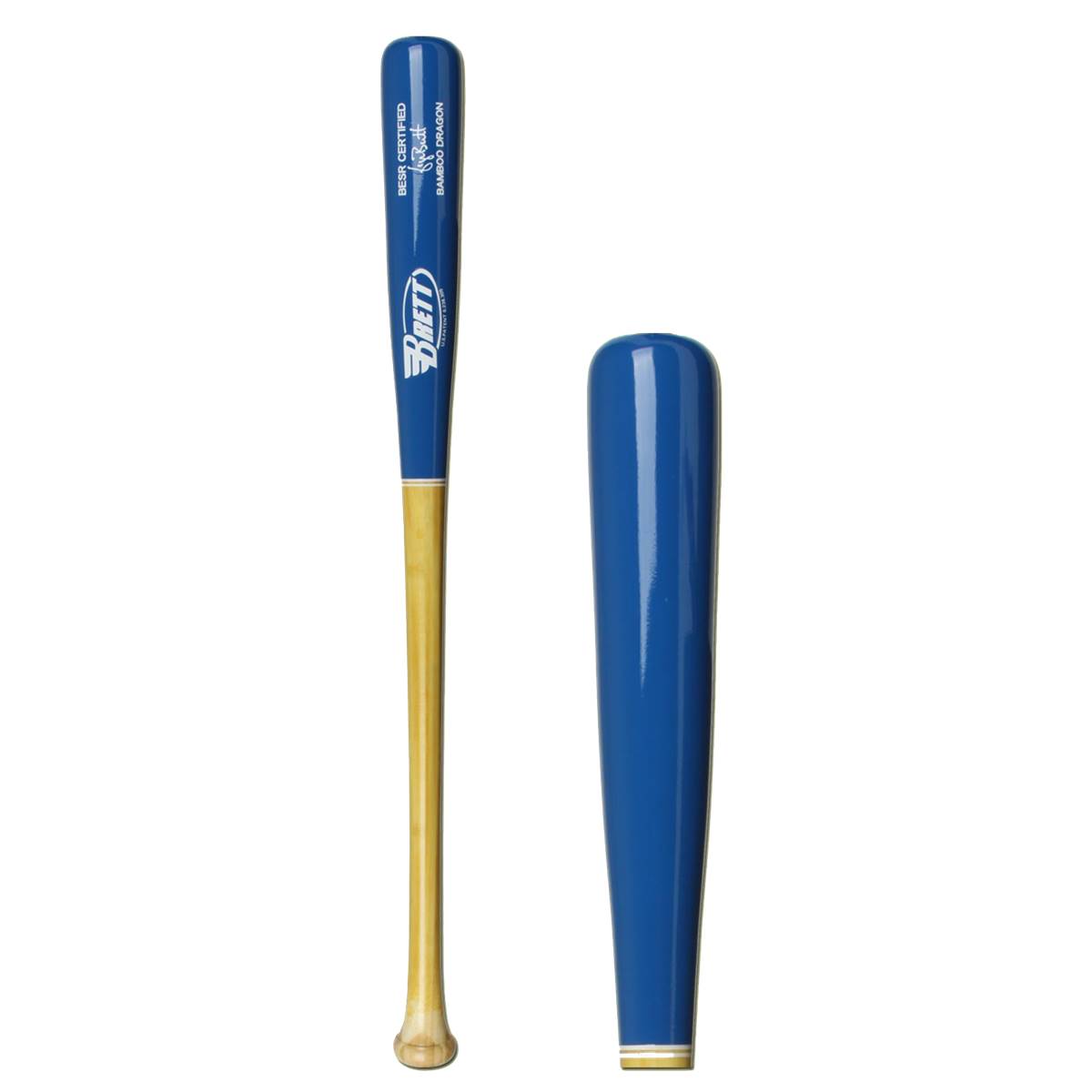 Brett Bros. Bamboo Wood Baseball Bat: Bamboo Dragon Natural/Royal Blue ...