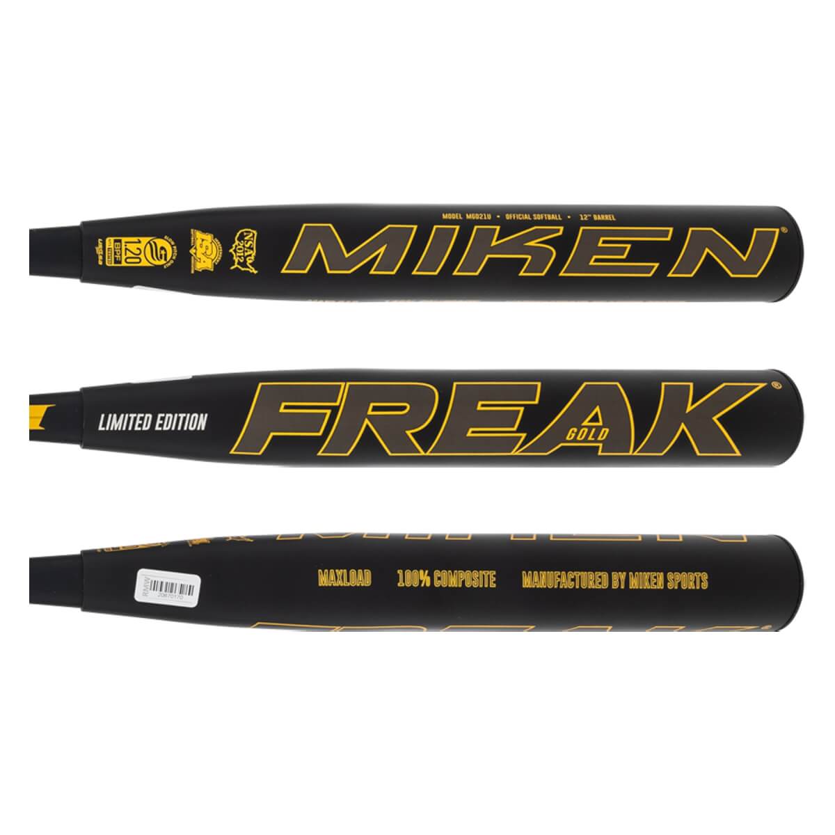 Miken Freak Gold 12" Maxload USSSA Slow Pitch Softball Bat: MGD21U ...