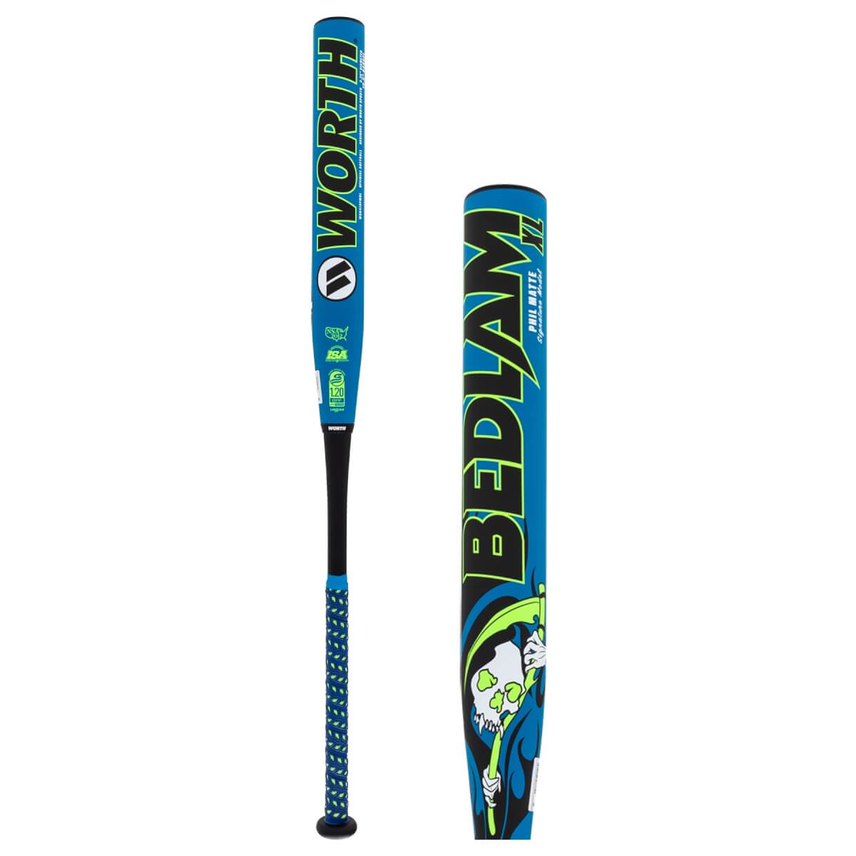 2024 Worth Bedlam Phil Matte 13.5" XL USSSA Slow Pitch Softball Bat (WSU413PMBL) | JustBats.com