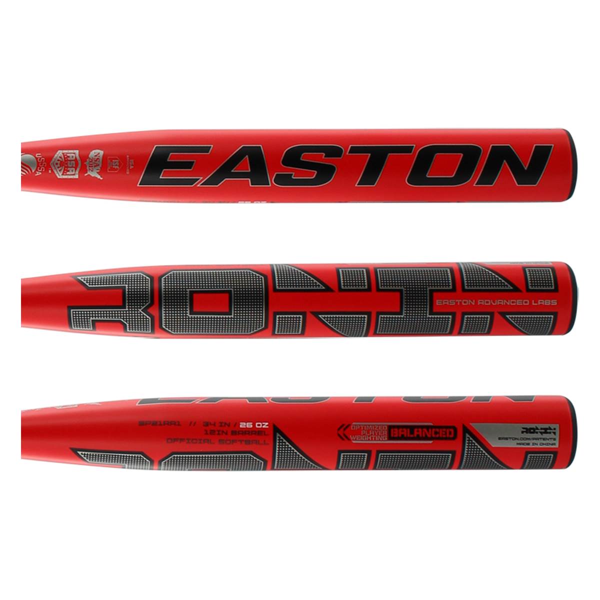 Easton Ronin ATAC Alloy 12" Balanced Dual Stamp Slow Pitch Softball Bat ...
