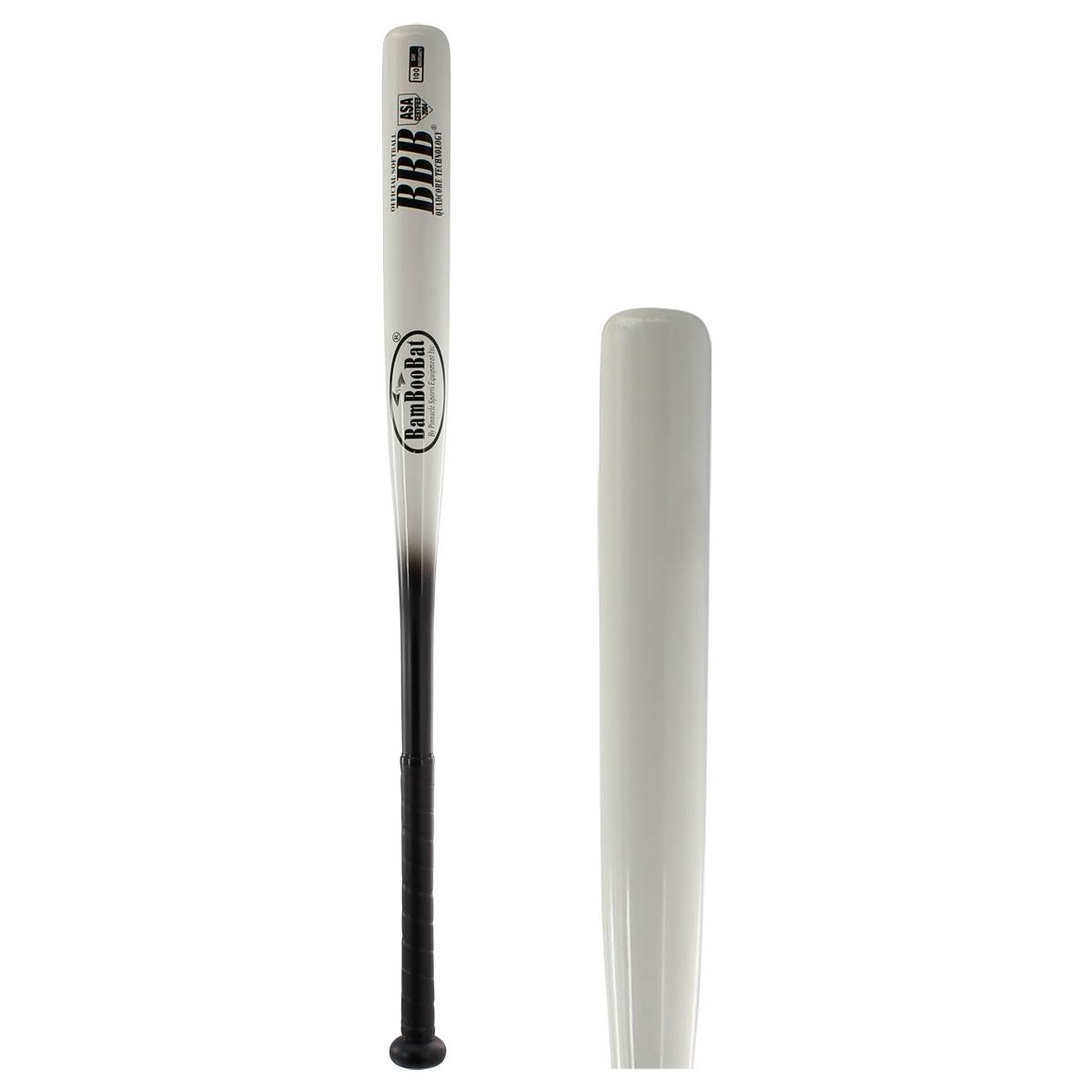 BamBooBat Bamboo Wood Slow Pitch Softball Bat HBBW34S White/Black ...
