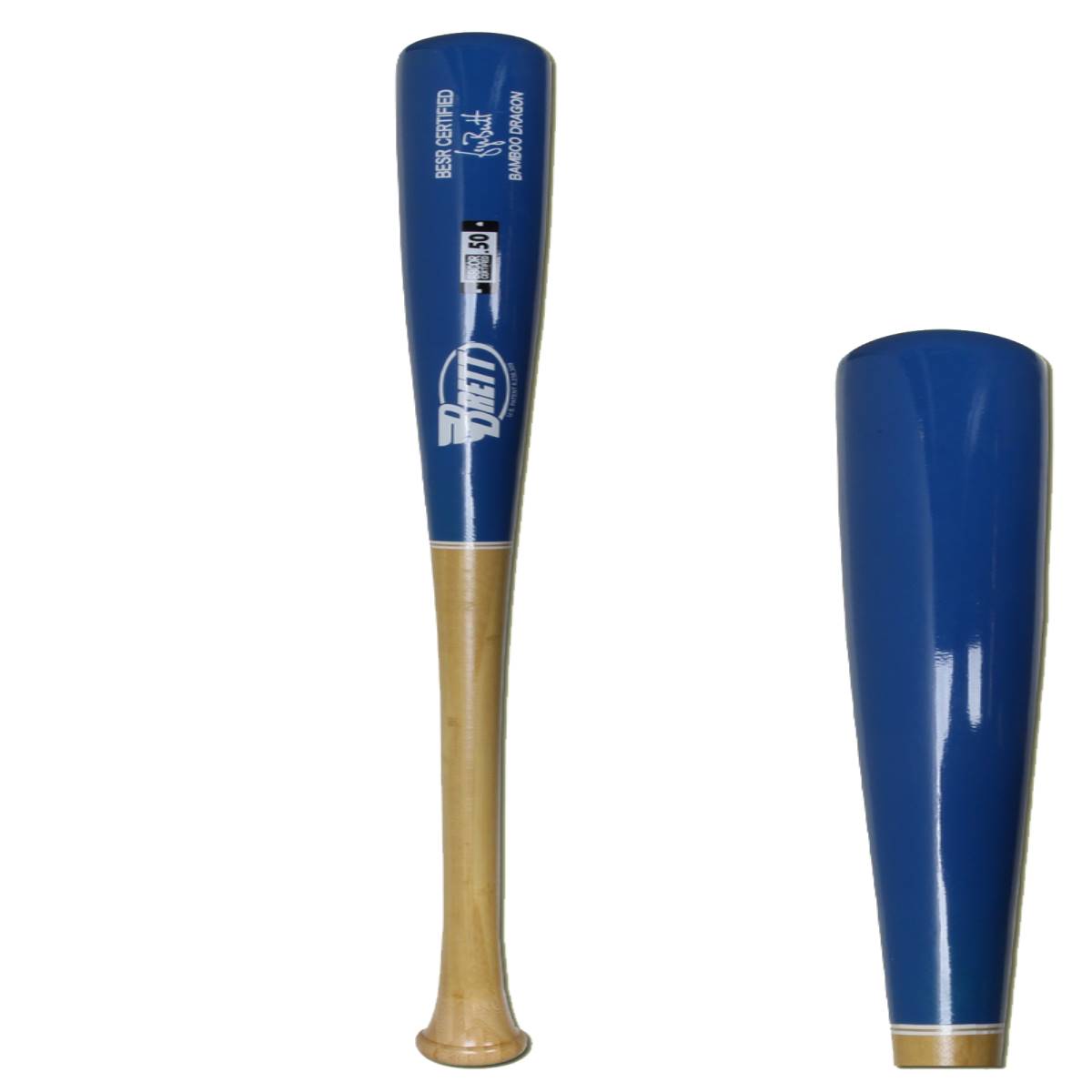 Brett Bros. Bamboo Dragon Wood Baseball Bat: BBBD Natural/Royal Blue ...