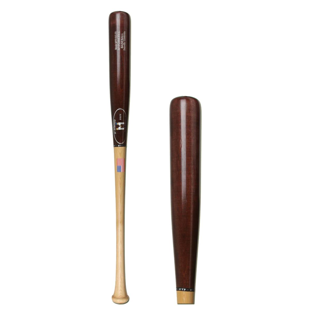 M^Powered Yellow Birch Wood Baseball Bat: YB013 Natural/Mahogany Adult ...