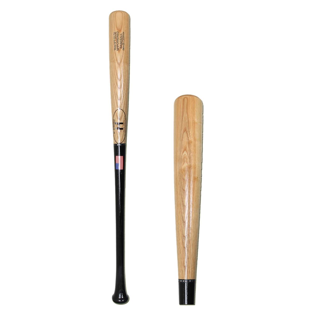 M^Powered Northern White Ash Wood Baseball Bat: NWA001 Black/Natural ...
